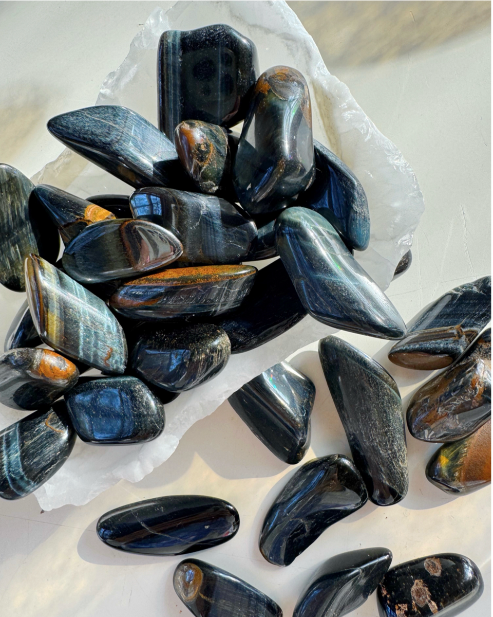 Blue Tiger Eye Tumbled Stones – Baltic Mermaid